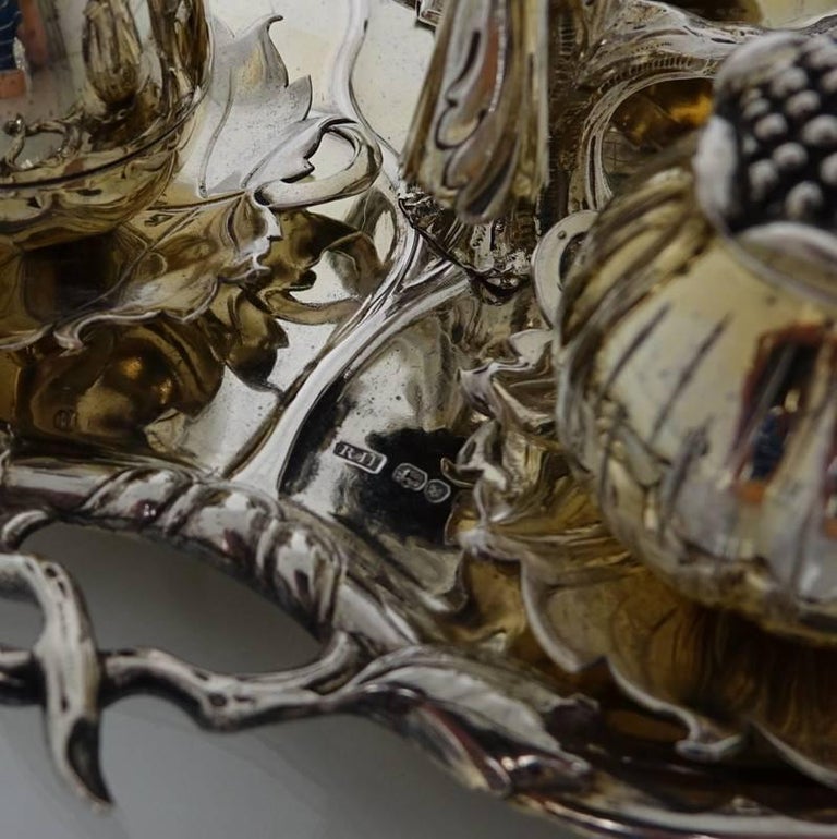 Sterling Silver Gilt Victorian Inkstand London 1847 Robert Hennell For ...