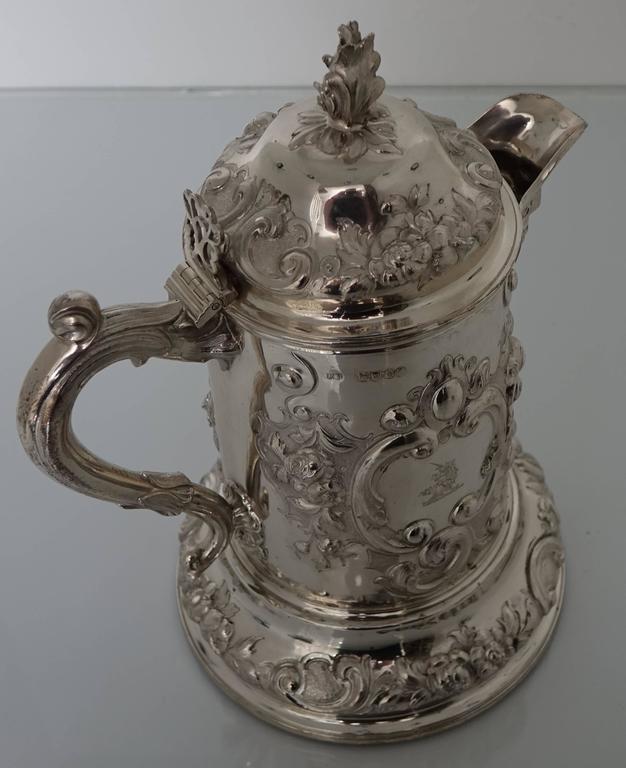 Large Antique Victorian 19th Century Silver Flagon, London, 1863 ...