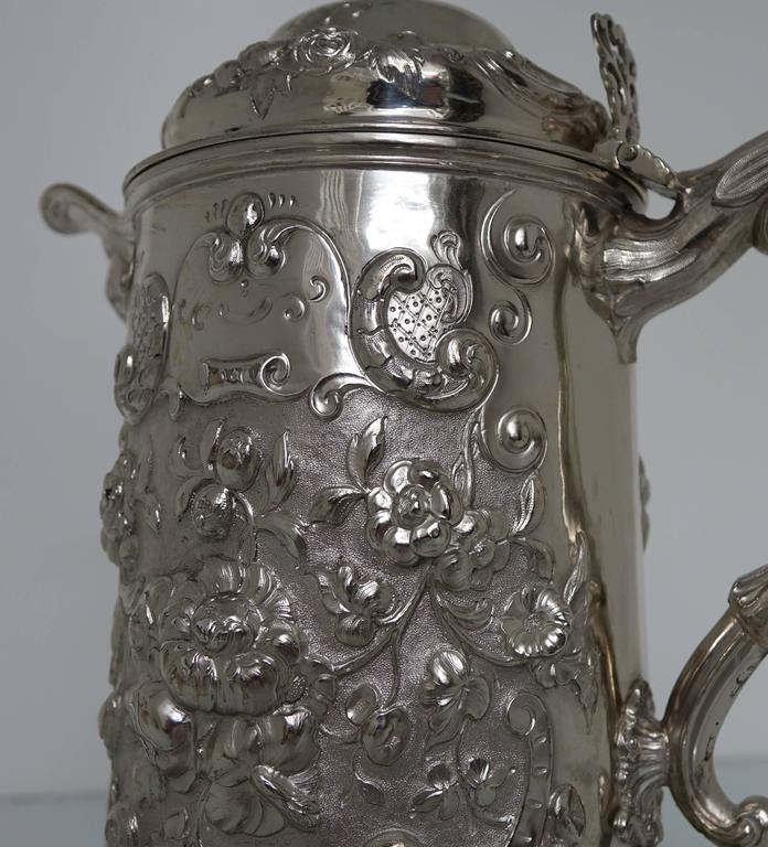 Large Antique Victorian 19th Century Silver Flagon, London, 1863 ...