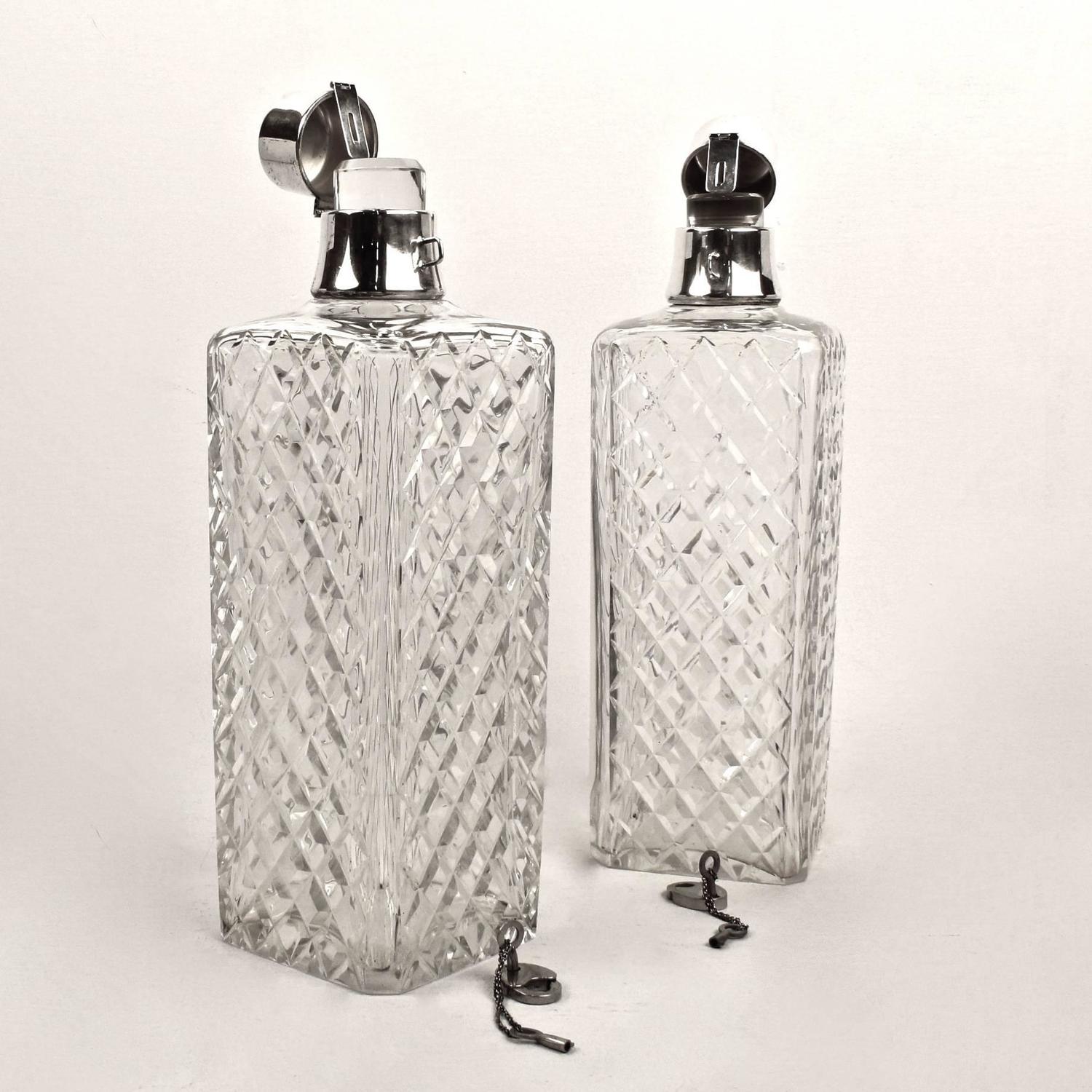 Pair Art Deco Hawkes Cut Glass and Sterling Silver Cocktail Bar ...