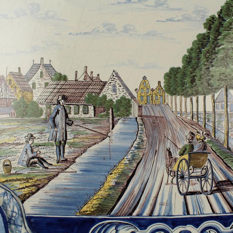Large Dutch Delft Polychrome Wall Plaque at 1stDibs