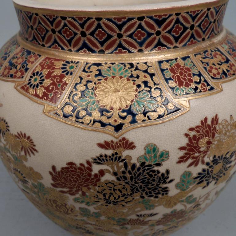 Large 19th Century Signed Japanese Imperial Satsuma Pottery Vase with ...