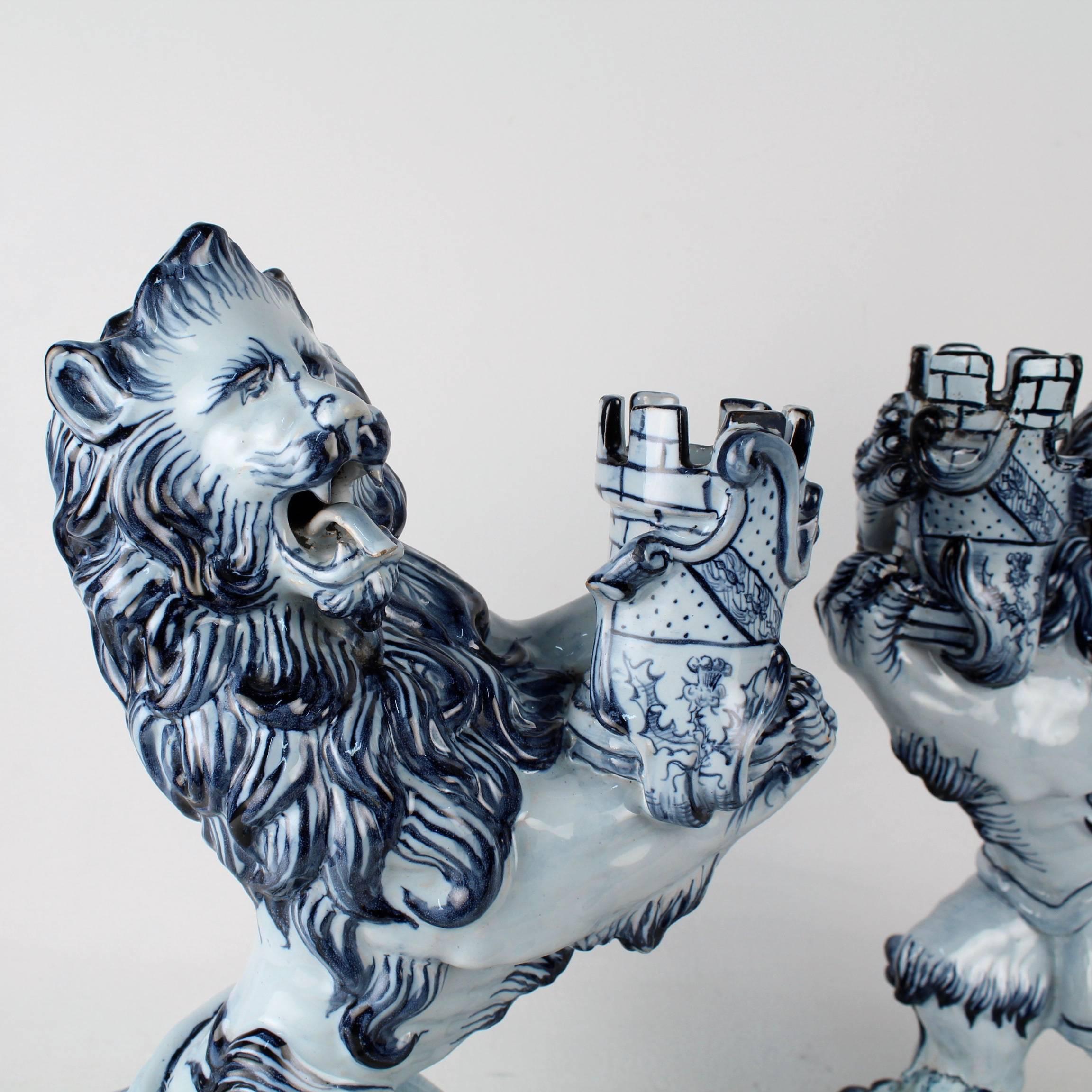 Pair of Large Antique Emile Galle Nancy French Faience or Majolica ...