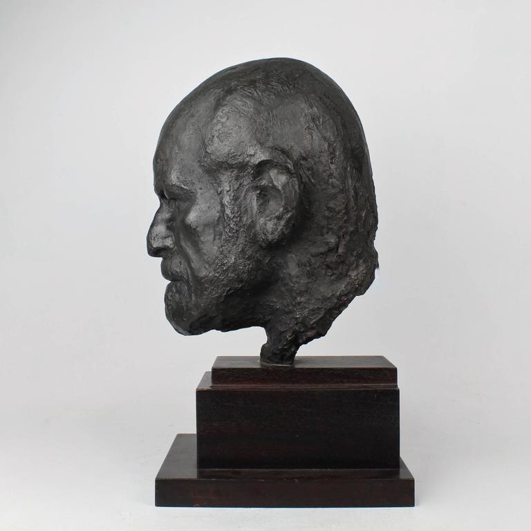 Large Bronze Sculpture or Bust of Psychoanalyst Sigmund Freud by Oscar ...