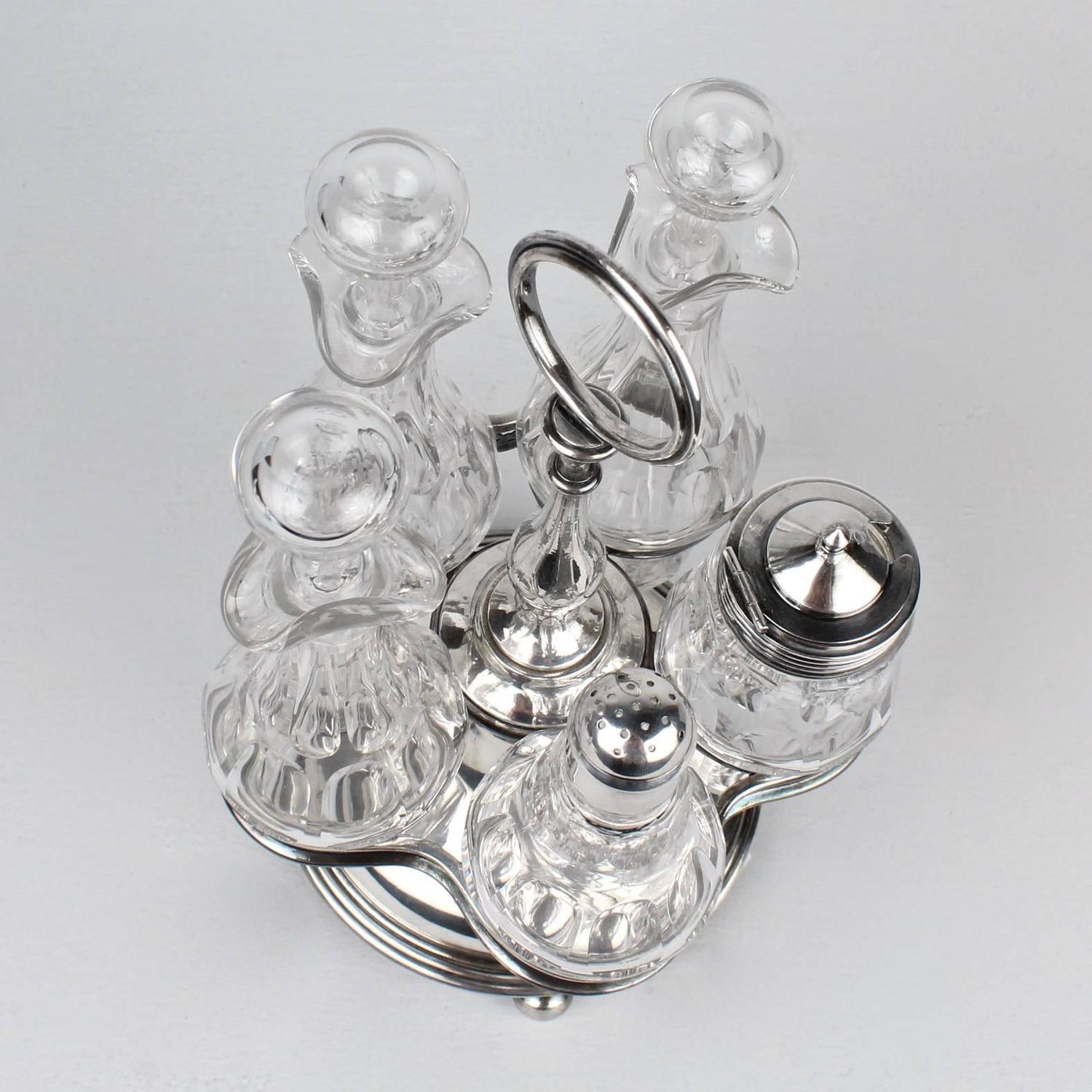 Christofle Silver Plate and Baccarat Crystal Cruet Set and Stand For ...