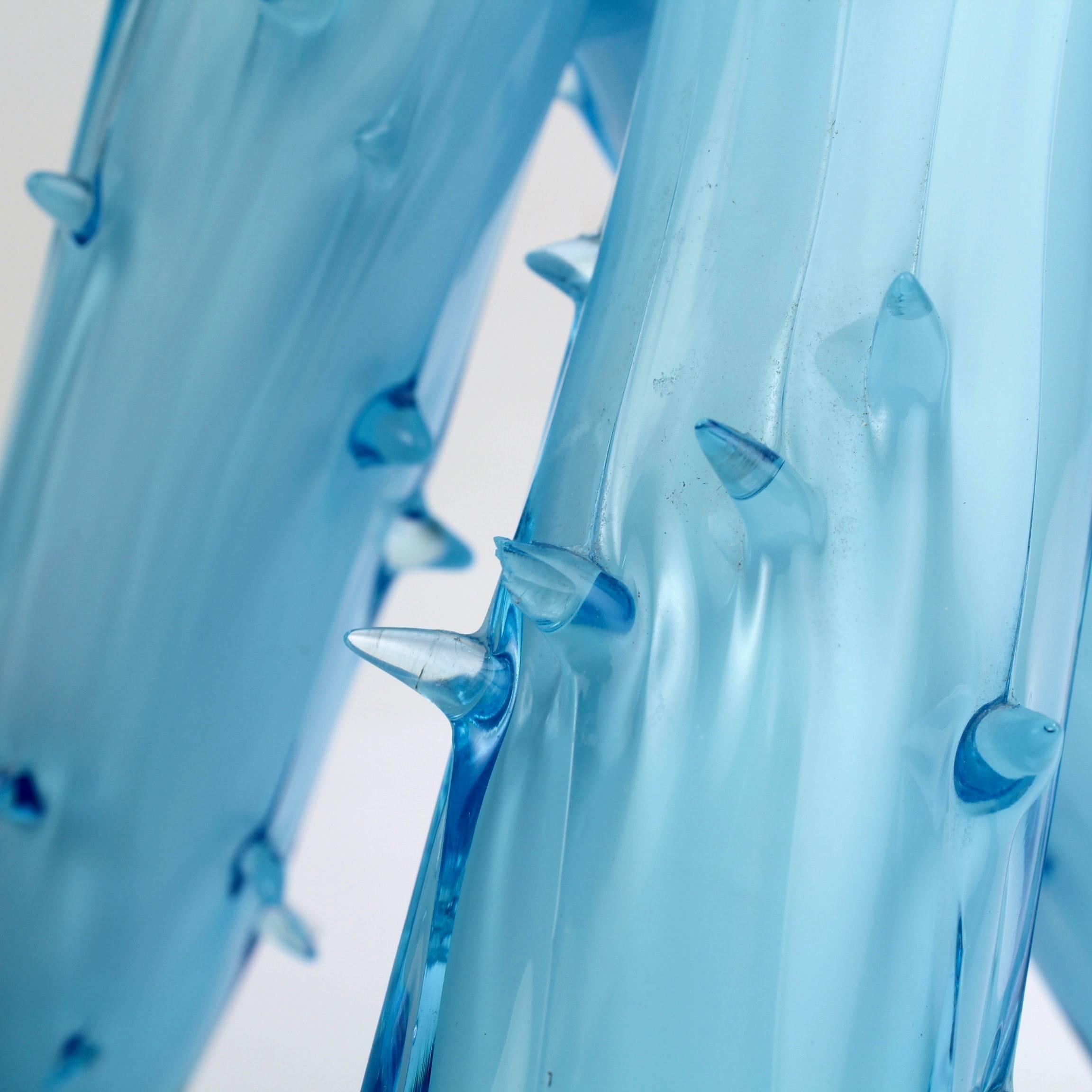 Large Cased Light Blue and White Mid-Century Czech Art Glass Phallic ...