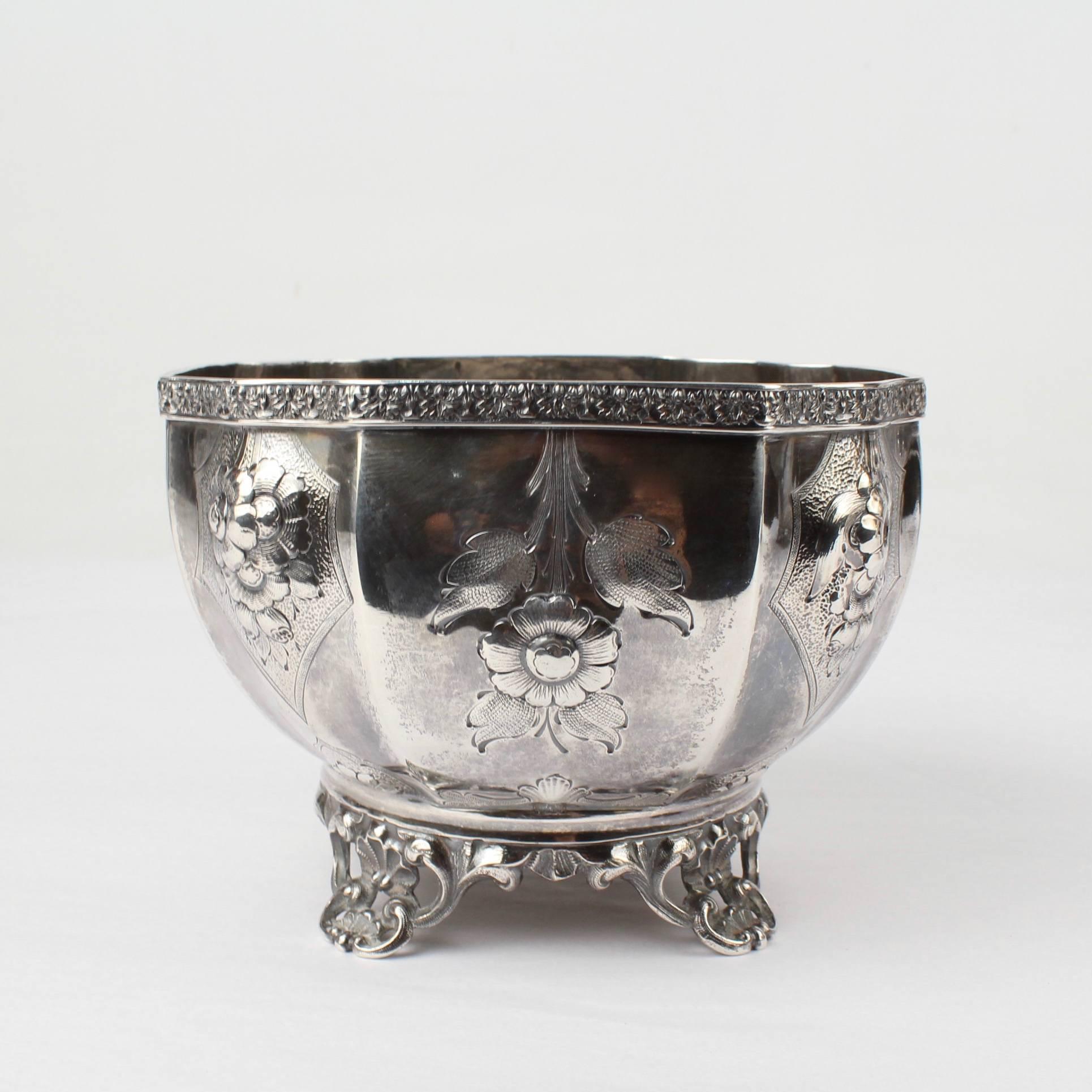 19th Century Four-Piece Wood and Hughes Repousse New York Coin Silver ...