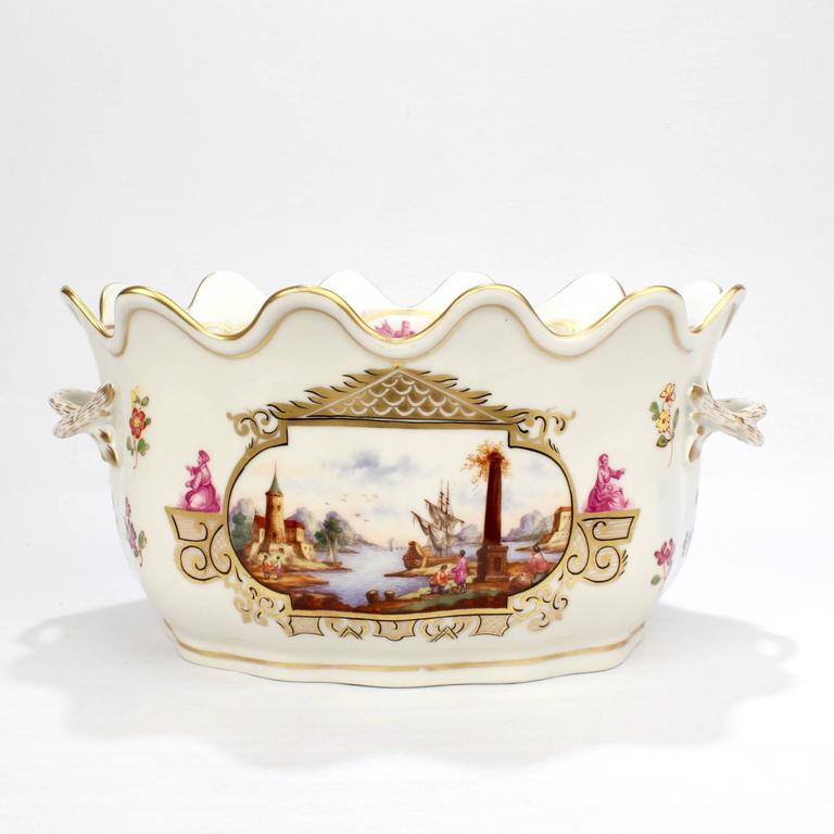 Hand-Painted German Porcelain Monteith or Wine Glass Cooler at 1stDibs