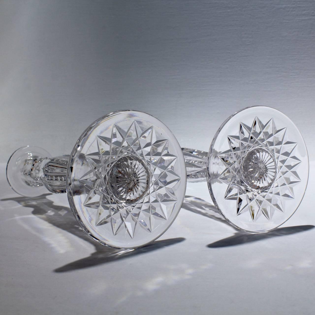 Pair of Fine American Brilliant Period Cut Glass Candlesticks or ...