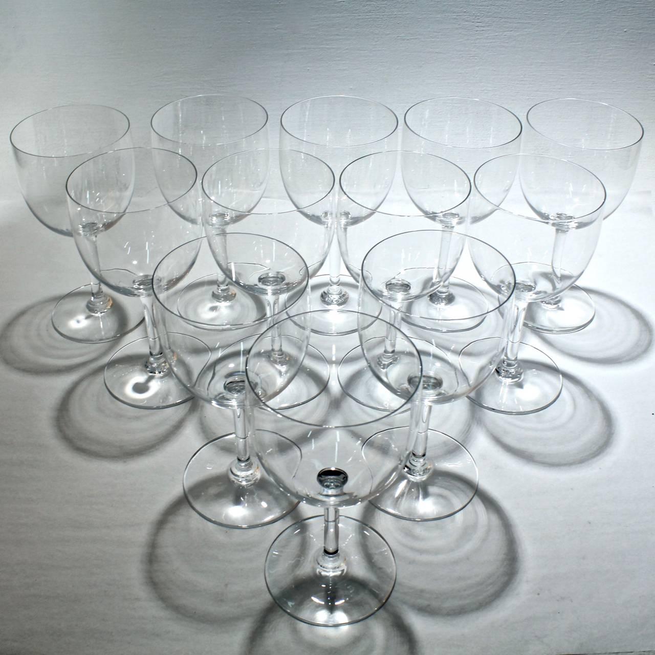 12 Baccarat Glass Tall Water Goblets in the Montaigne Non-Optic Pattern ...