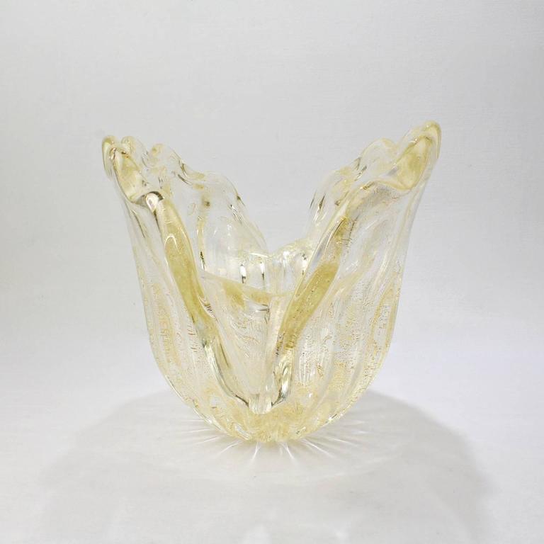 Large Barovier Mid-Century Murano Italian Art Glass Clam Shell Vase at ...