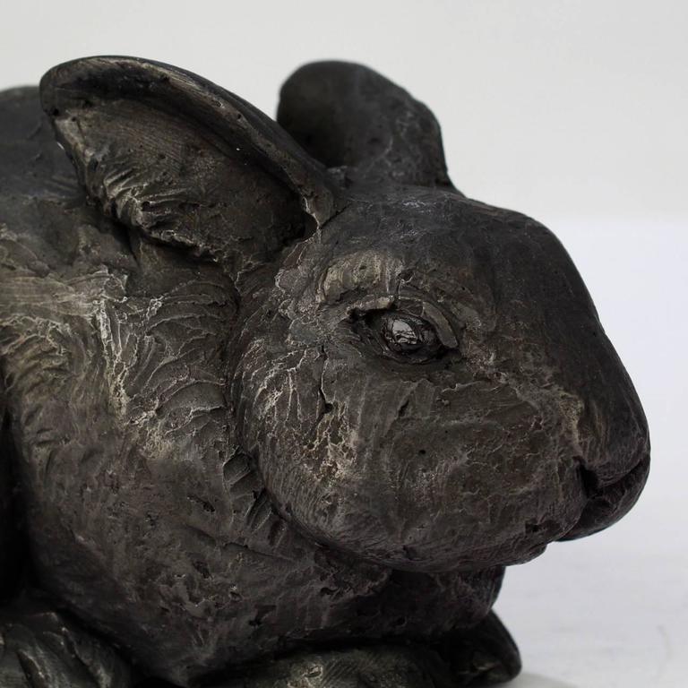 Black Gesso and Raw Graphite Resin Sculpture of a Pygmy Rabbit by Darla ...
