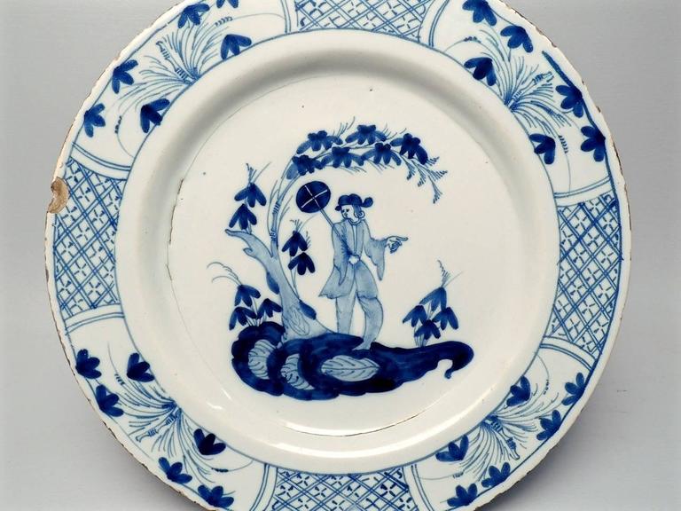 Large Mid-18th Century Chinoiserie Decorated English Delft Charger For ...