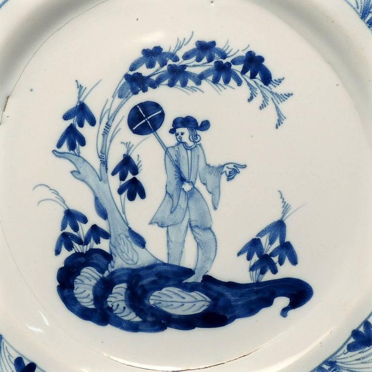 Large Mid-18th Century Chinoiserie Decorated English Delft Charger For ...