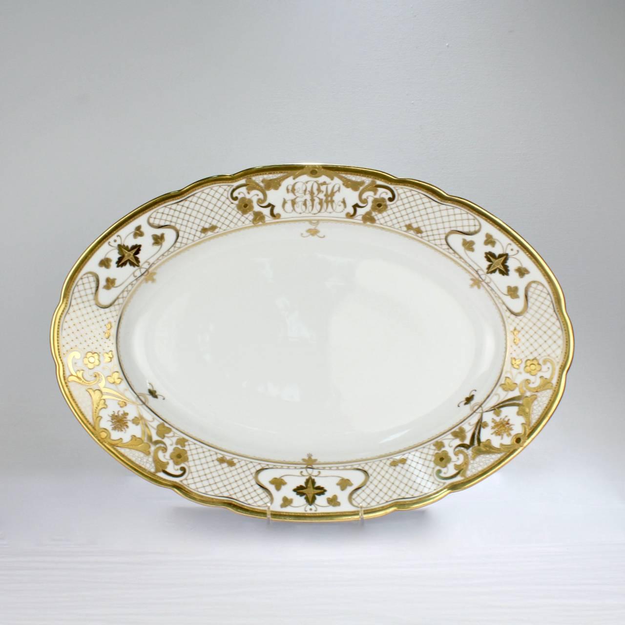 Large Heavily Gilt Antique Dresden Porcelain Serving Platter by ...