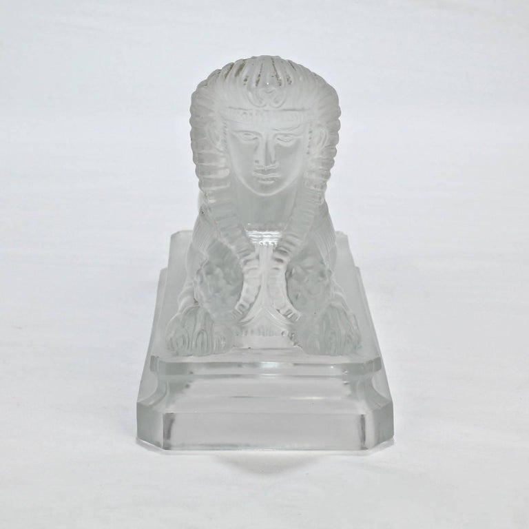 Antique French Egyptian Revival Frosted Glass Sphinx Paperweight by ...