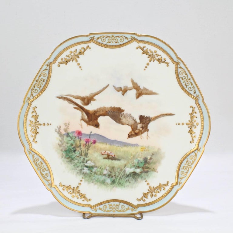 12 French Limoges Porcelain Narcisse Vivien Hand-Painted Game Plates at ...