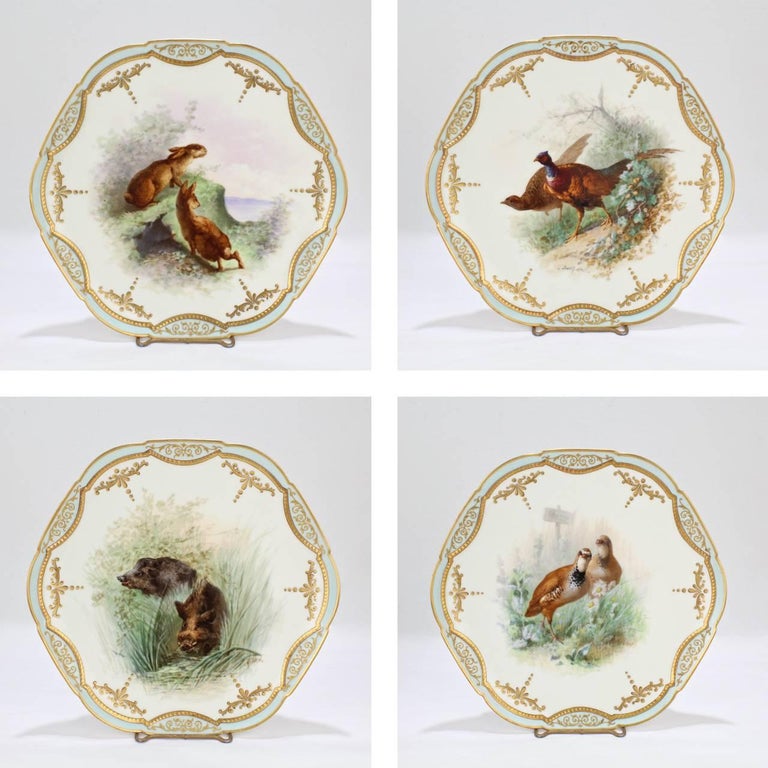 12 French Limoges Porcelain Narcisse Vivien Hand-Painted Game Plates at ...