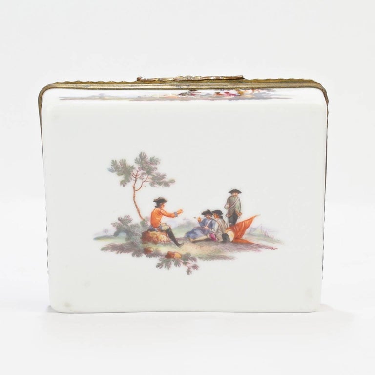 Antique 18th Century French or German Porcelain Snuff Box Military ...