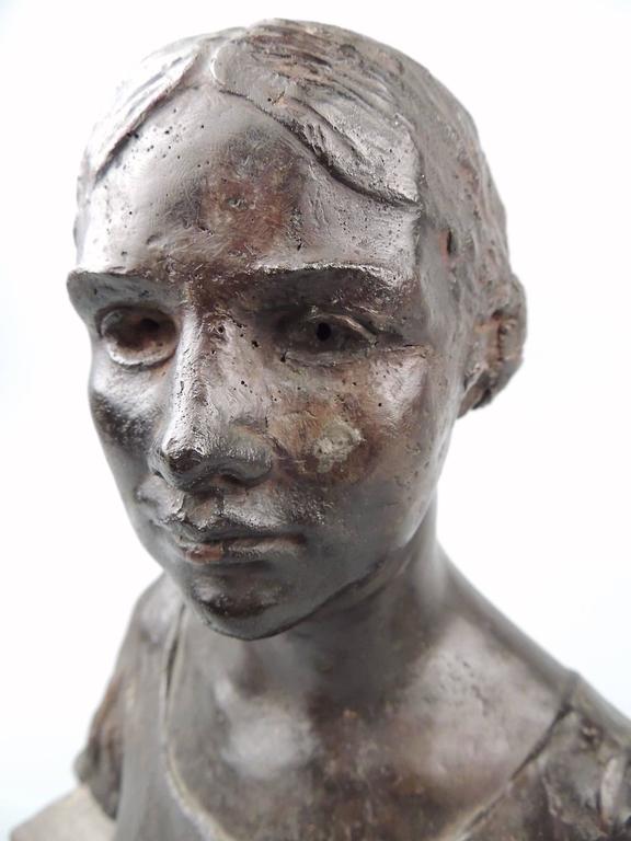 Bronze Bust of a Young Girl by Irish Sculptor and Roycrofter Jerome ...