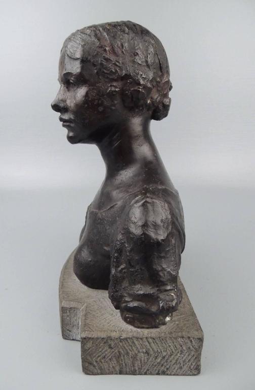 Bronze Bust of a Young Girl by Irish Sculptor and Roycrofter Jerome ...
