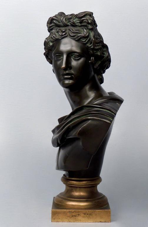 19th Century Grand Tour Bronze Bust of Apollo Belvedere after Leochares ...