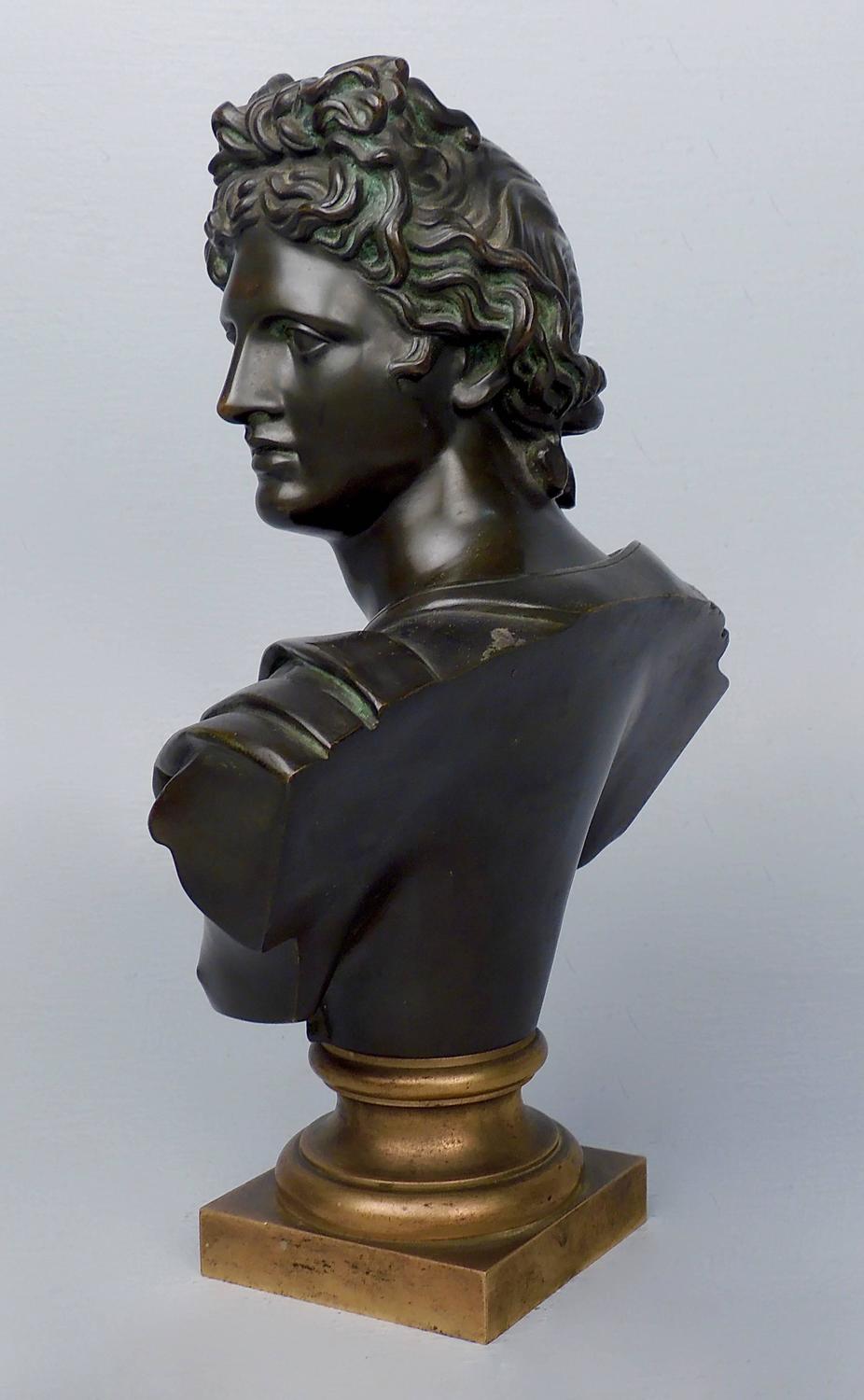 19th Century Grand Tour Bronze Bust of Apollo Belvedere after Leochares ...