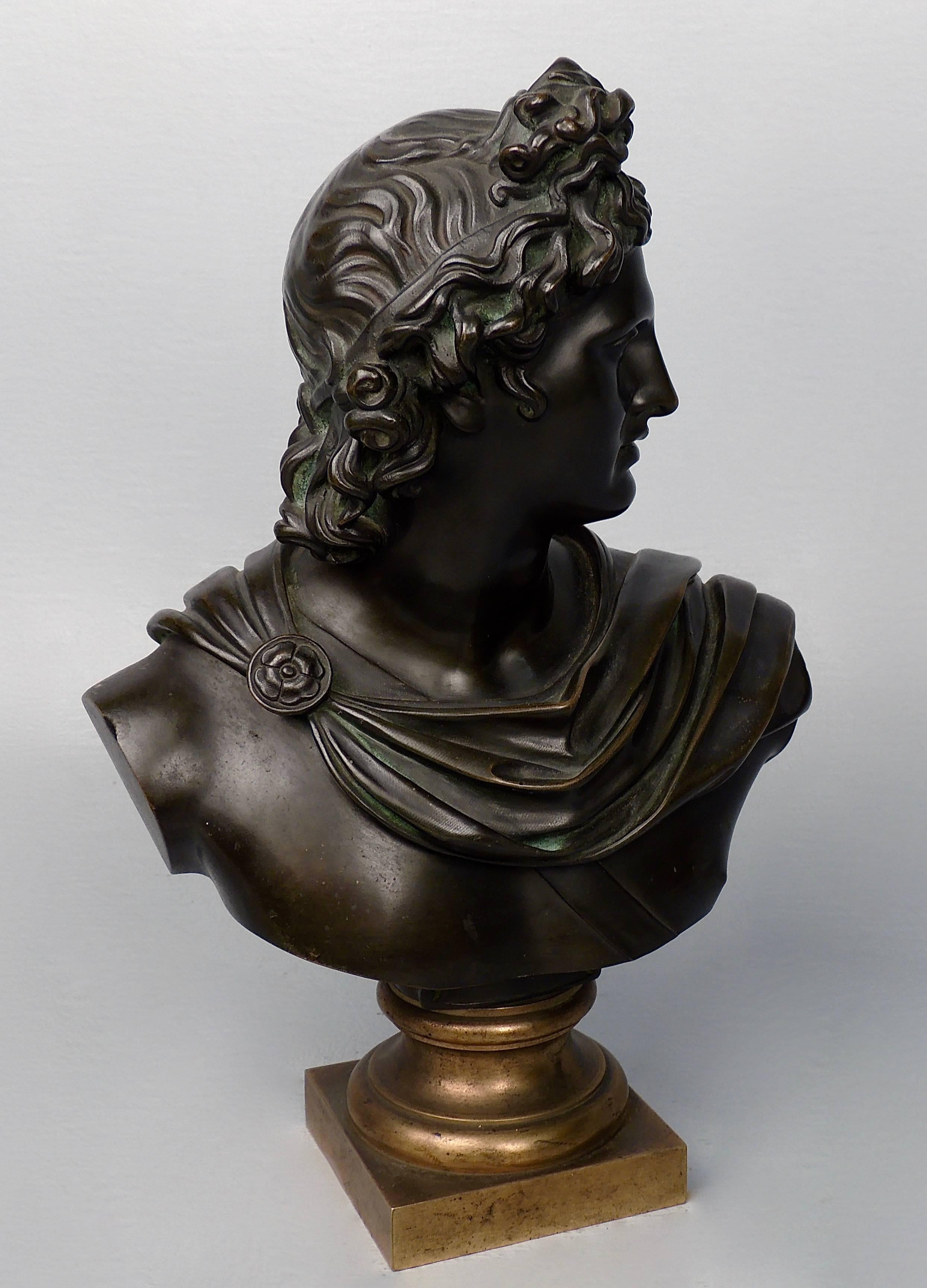 19th Century Grand Tour Bronze Bust of Apollo Belvedere after Leochares ...