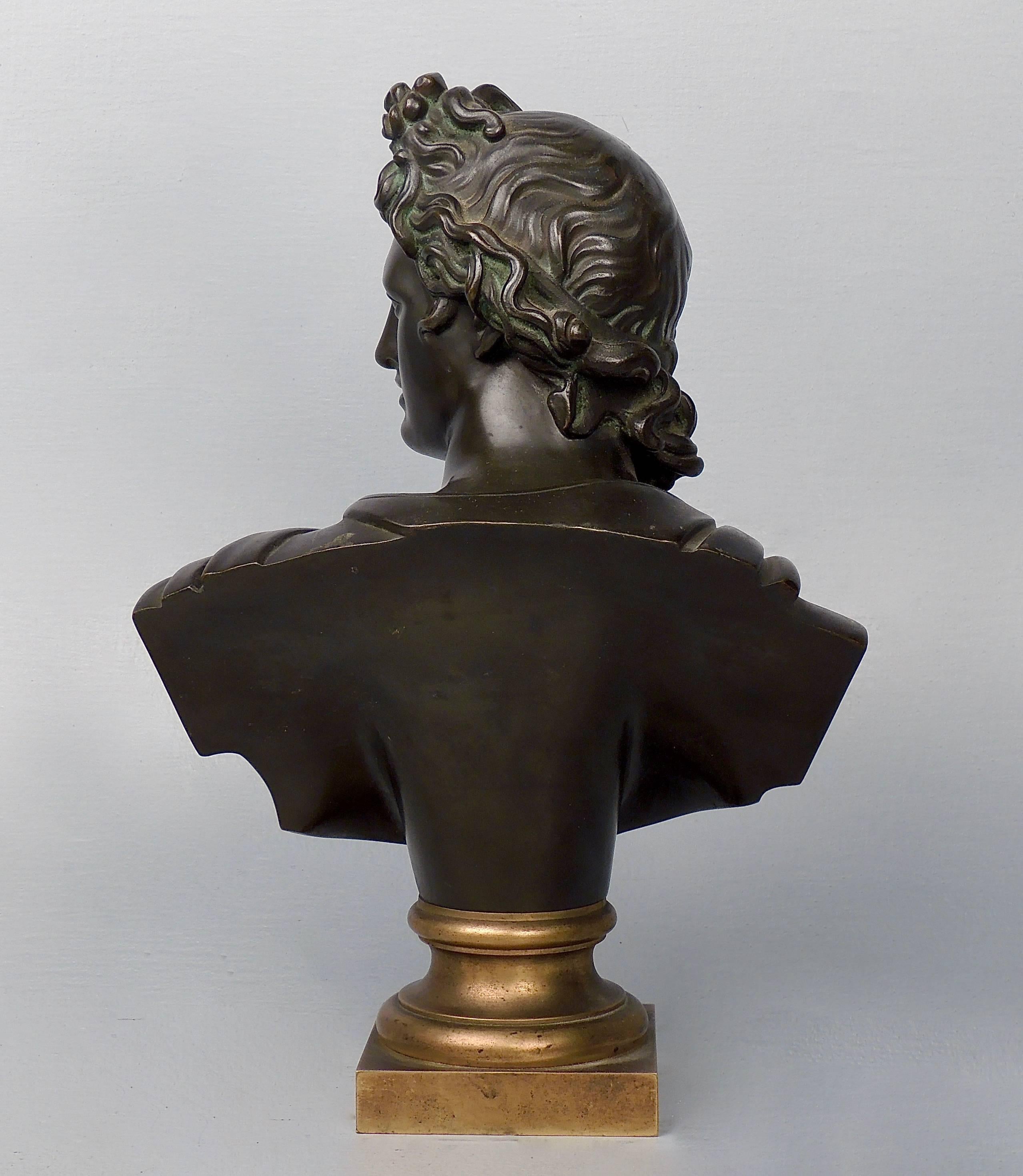 19th Century Grand Tour Bronze Bust of Apollo Belvedere after Leochares ...