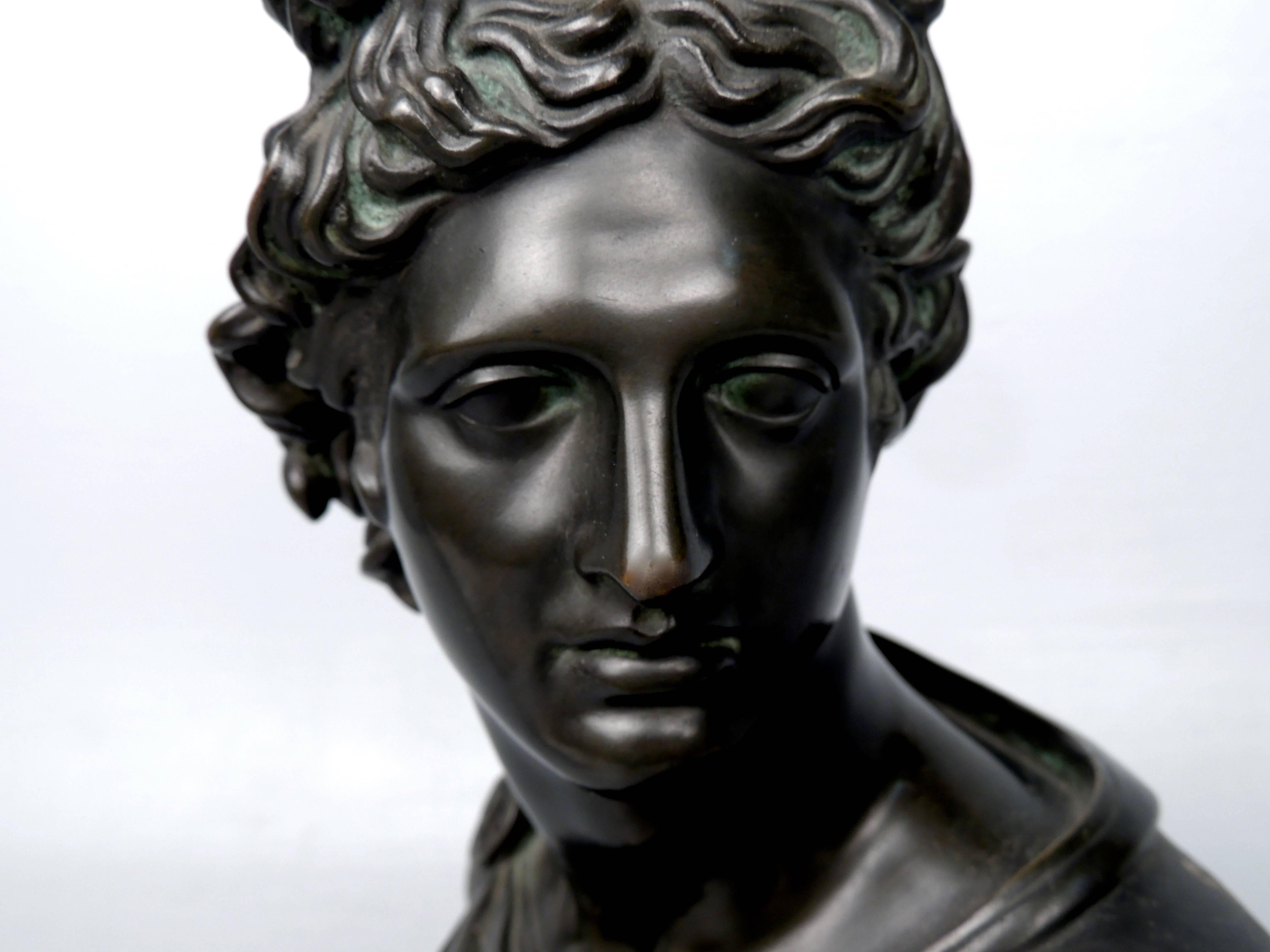 19th Century Grand Tour Bronze Bust of Apollo Belvedere after Leochares ...