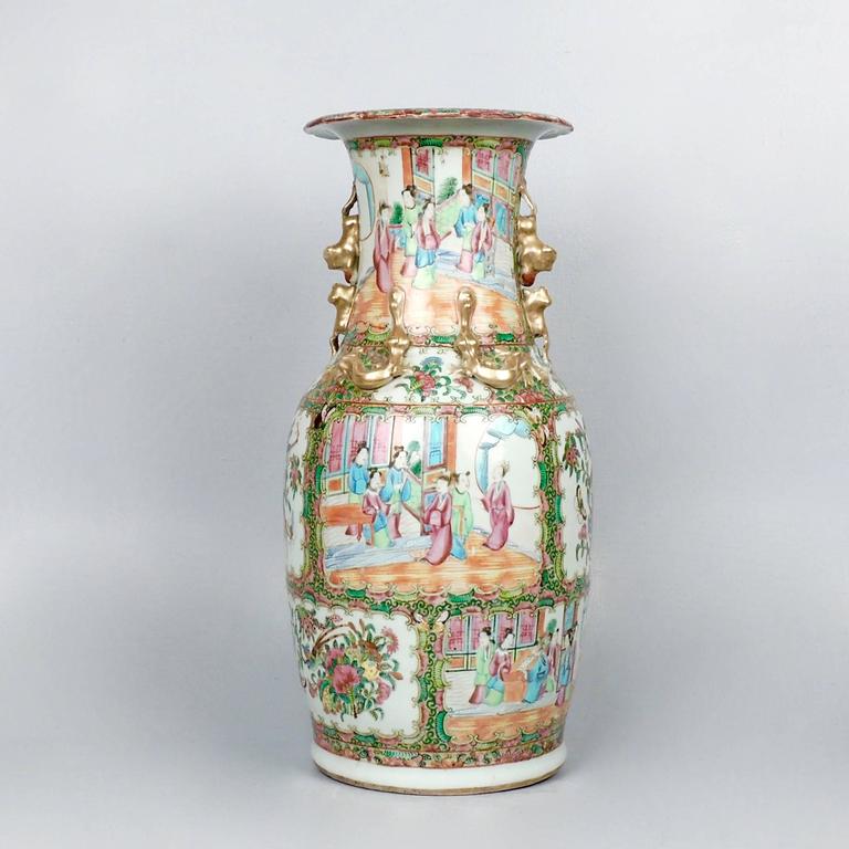 Large 19th Century Chinese Rose Medallion Pattern Porcelain Vase at ...
