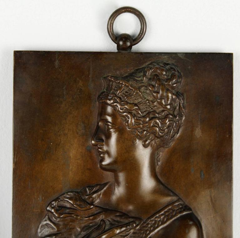 19th Century Barbedienne Bronze Bas-Relief Plaques of Maidens, Pair ...