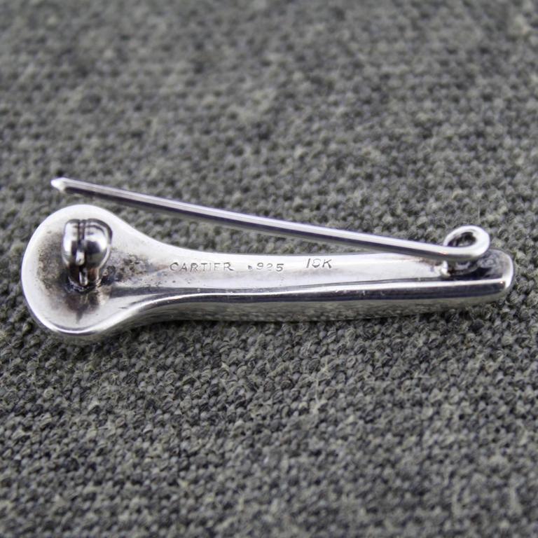 Vintage Cartier Sterling Silver, 18-Karat Gold and Red Coral Lapel Pin ...