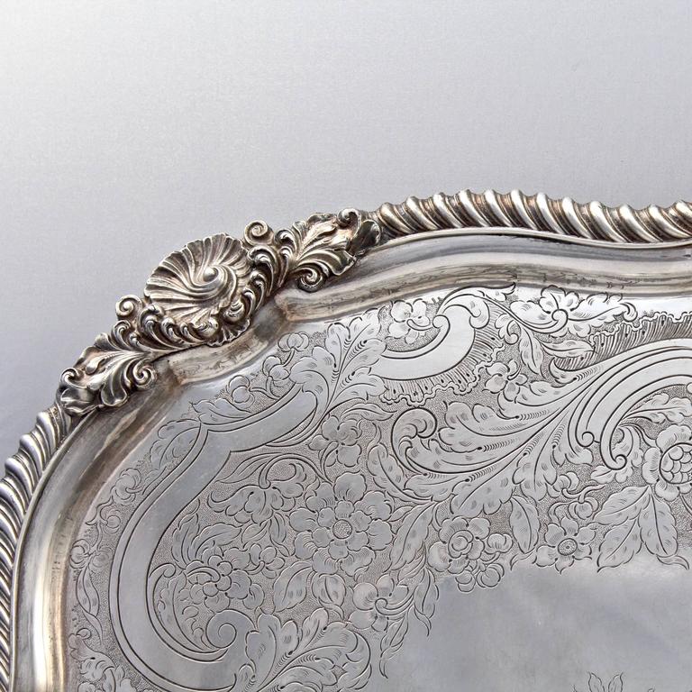 Antique Georgian Crested Sheffield Silver Plate Handled Serving Tray at ...
