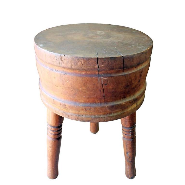 Primitive Round Butcher Block at 1stDibs