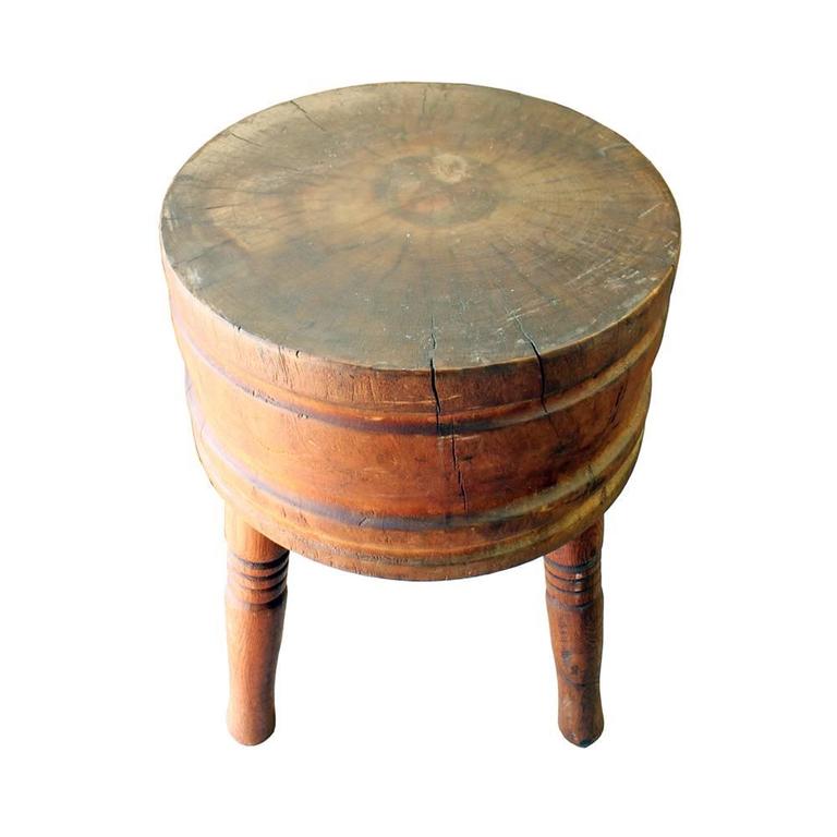 Primitive Round Butcher Block at 1stDibs