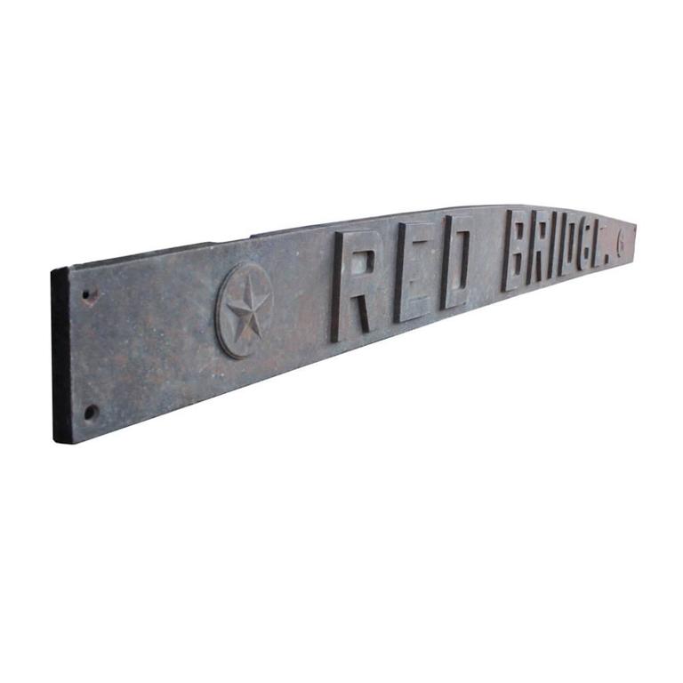 Cast Iron Red Bridge Sign For Sale at 1stDibs