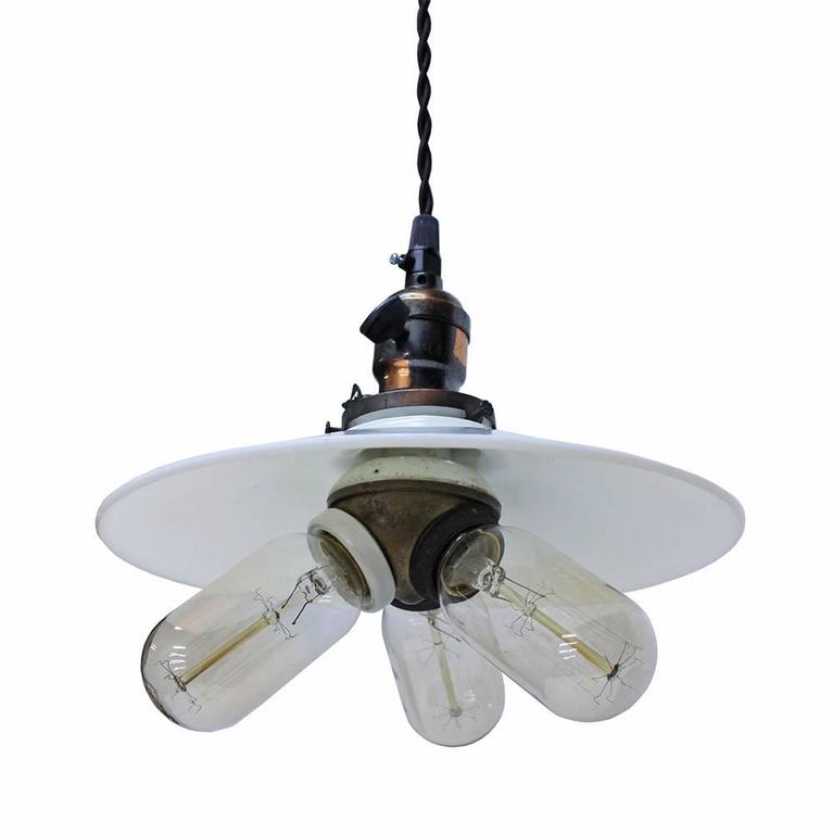 Vintage Benjamin Electric Co. Triple Socket Pendant Lights, Pair at ...