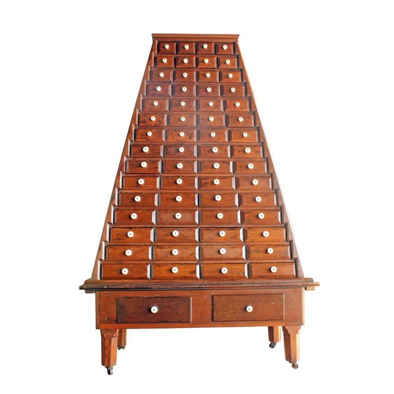 Triangular Hardware Store Multi-Drawer Cabinet at 1stDibs | triangular ...