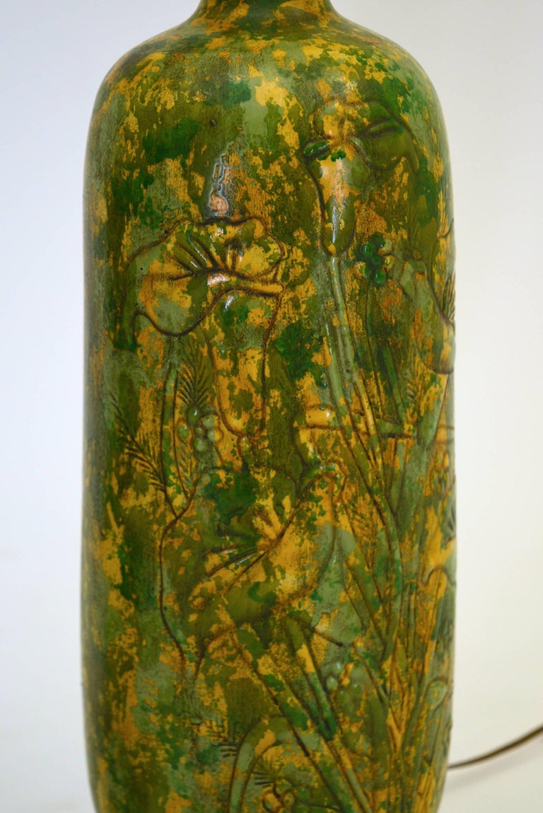 Monumental Marbro Table Lamps with Floral Sponge Styled Ceramic Urn ...