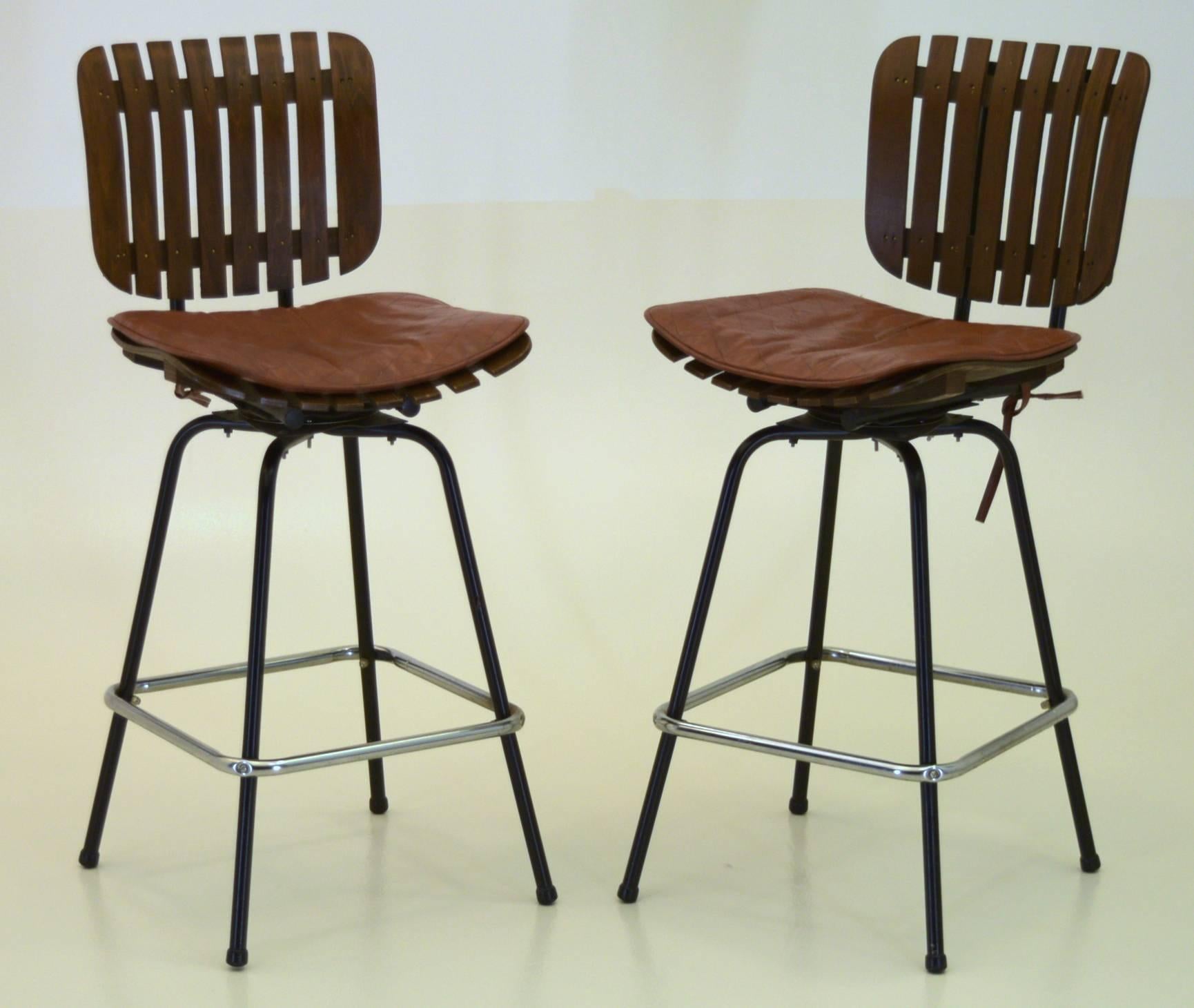 Set of Three Bar Stools in the Style of Arthur Umanoff at 1stDibs