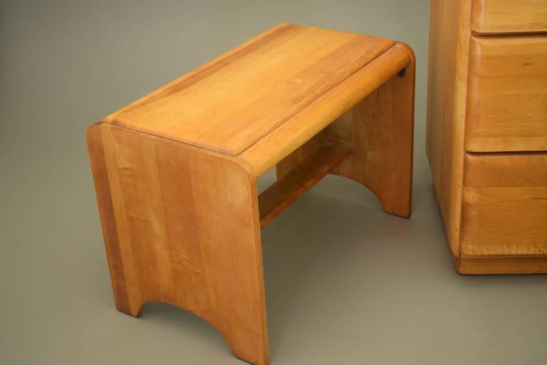 Solid Maple Vanity and Stool, circa 1950s at 1stDibs