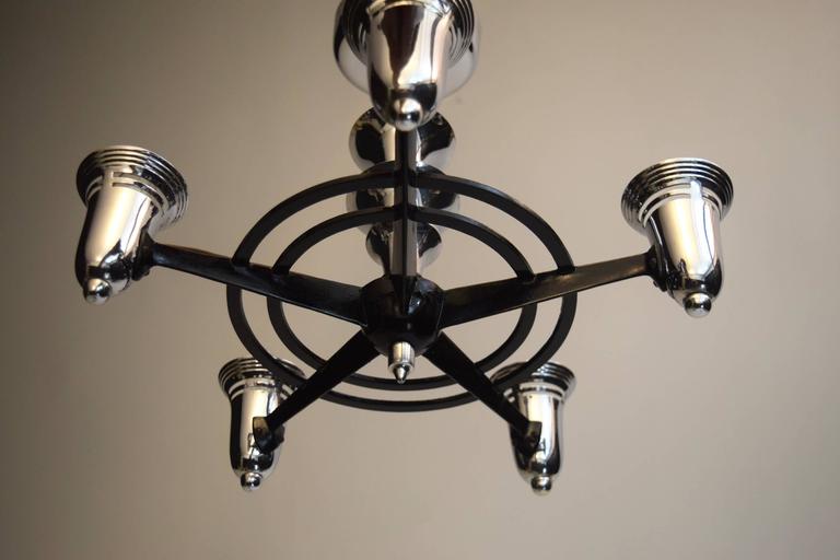 Streamline Machine Age Lightolier Chandelier Starburst, circa 1920s ...