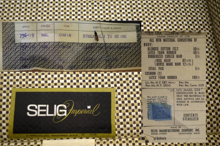 Exquisite Armchair and Ottoman by Selig in Original Cotton Felt at 1stDibs