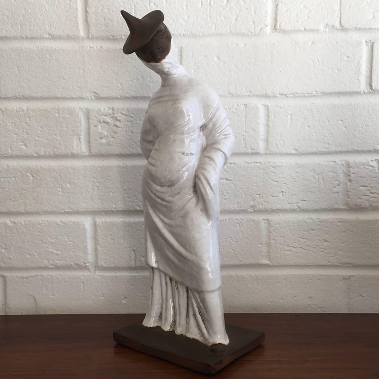 Pair of Italian Glazed Terracotta Tanagra Style Female Figurines at 1stDibs