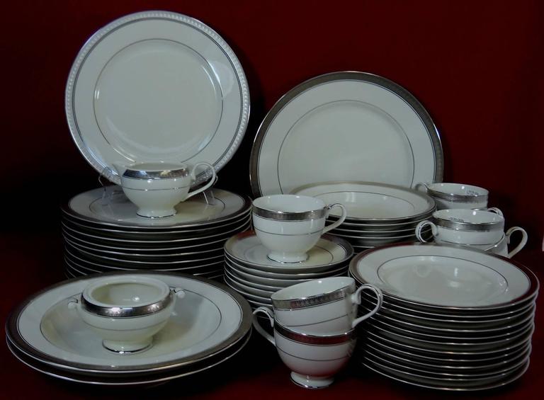 MIKASA china PALATIAL PLATINUM 65-piecc\e SET SERVICE for Twelve ...