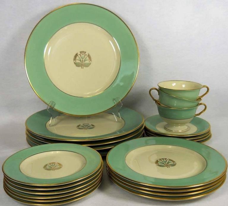 PICKARD china MALVERN pattern 22-piece SET SERVICE cup saucer dinner ...