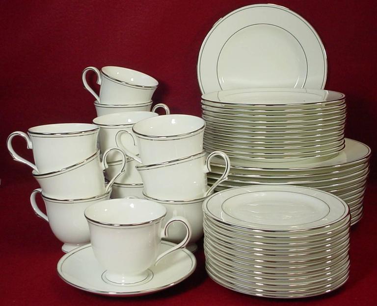 LENOX china FEDERAL PLATINUM pattern 60-pc SET SERVICE for TWELVE (12 ...