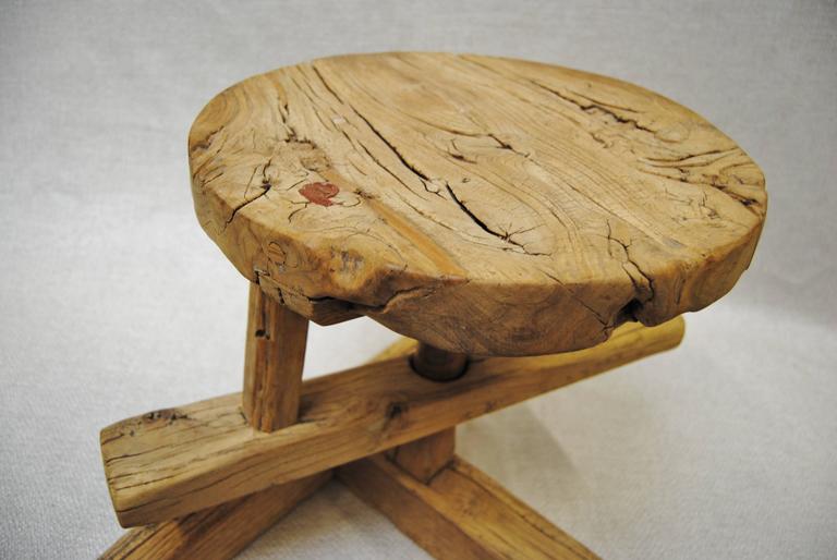 Antique Chinese Elmwood Potter's Stool For Sale at 1stDibs