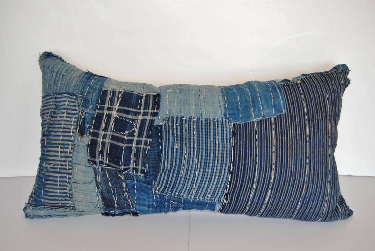 Custom Japanese Indigo Boro Pillow Cut from a Futon Cover with Sashiko ...